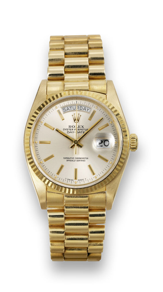 La Cote des Montres : Enchères Rolex Ref. 18038, Yellow Gold Day-Date ...